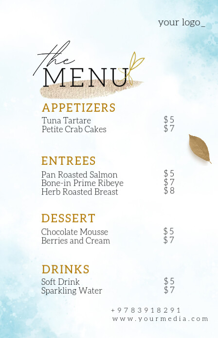 Copy of White Pastel Menu Restaurant Tabloid | PosterMyWall