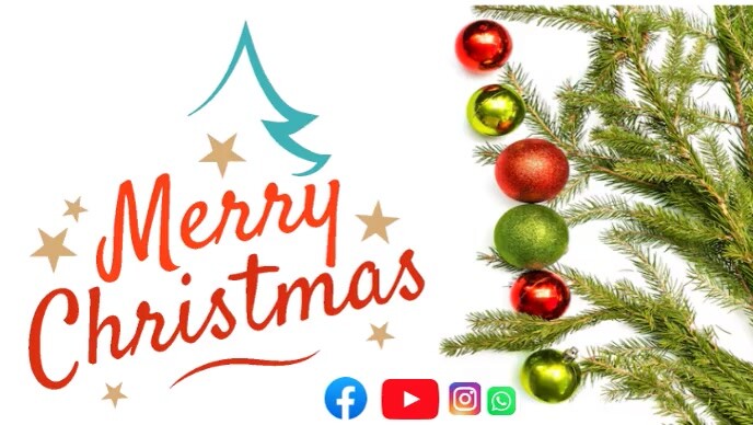 White Pastel Merry Christmas Youtube Thumbnail Templat | PosterMyWall