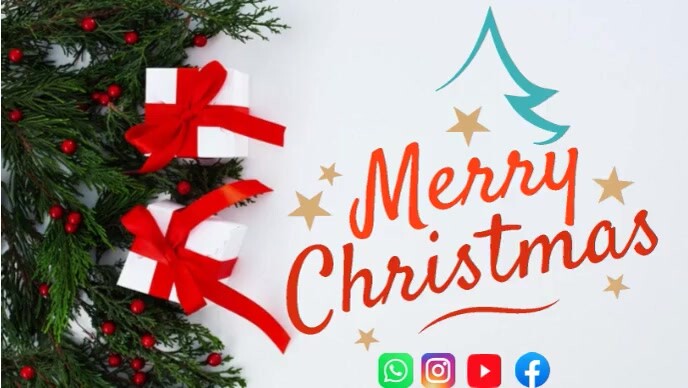 White Pastel Merry Christmas Youtube Thumbnail Template | PosterMyWall