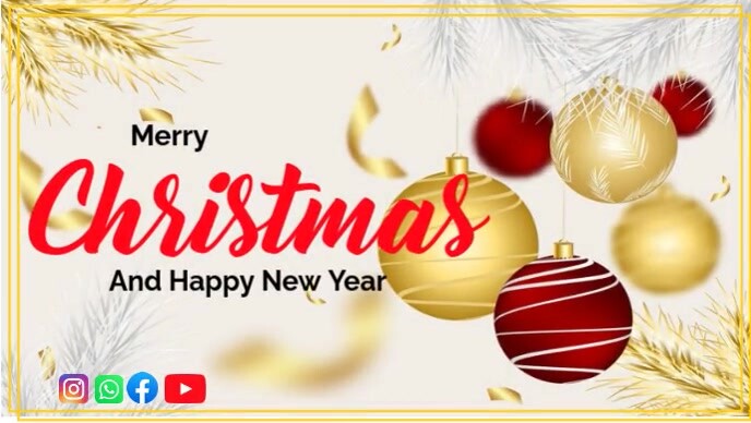 White Pastel Merry Christmas Youtube Thumbnail Template | PosterMyWall