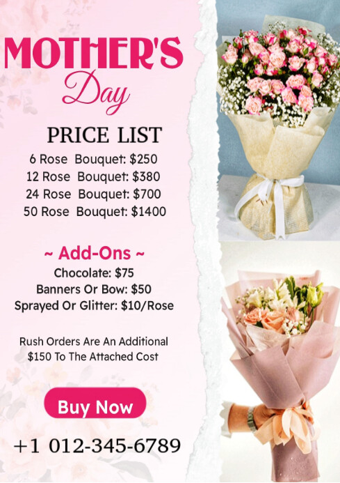 Copy of White Pastel Mother's Day Price A4 | PosterMyWall