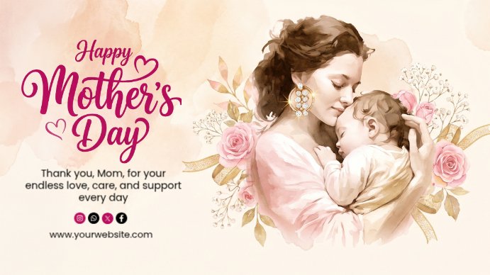 White pastel mother's day appreciation digital display Template ...