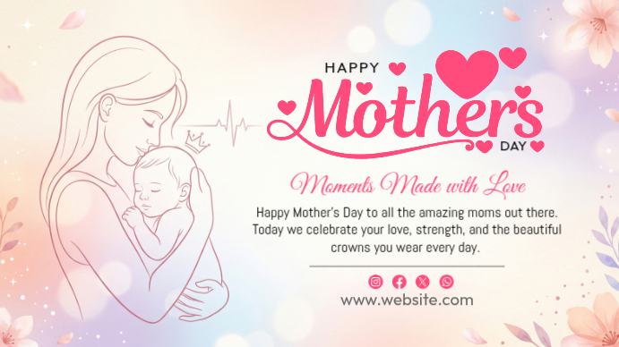 White pastel mother's day digital display Template | PosterMyWall