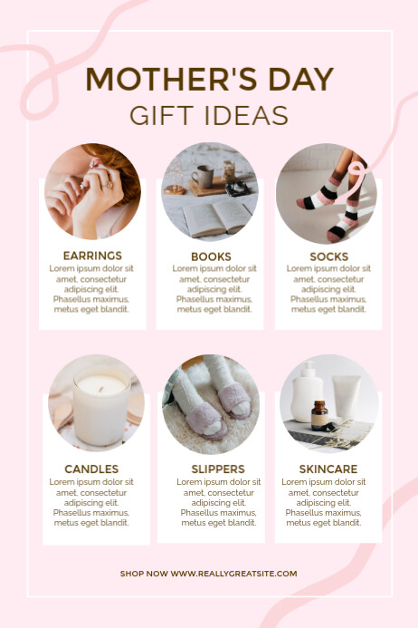 White Pastel Mother's Day Gift Ideas Poster Poster Template | PosterMyWall