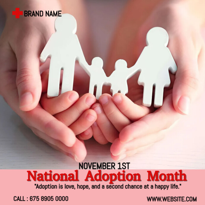 Modèle White Pastel National Adoption Month Instagram Post | PosterMyWall