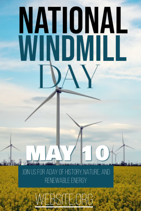 White Pastel National Windmill Day Poster Template | PosterMyWall