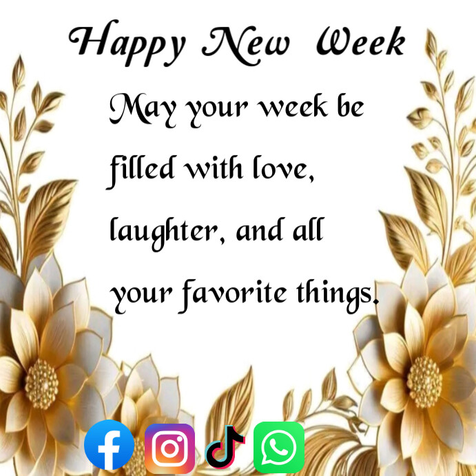 White Pastel New Week Greetings And Wishes Instagram Post Templat ...