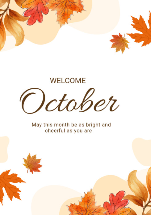 White Pastel October-autumn-fall-welcome-pumpkin A4 Template | PosterMyWall