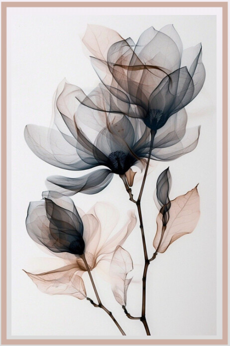 White Pastel Pastel Flower Wall Frame Poster Template | PosterMyWall