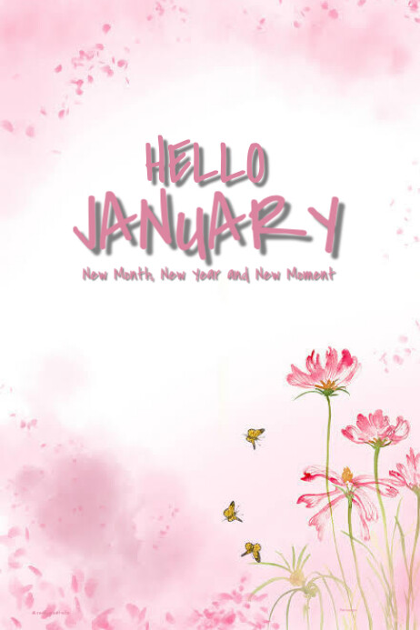 Plantilla de White Pastel Pink Hello January Poster | PosterMyWall