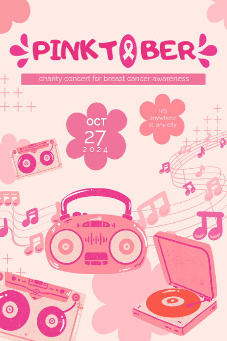 White Pastel Pink October Poster Templat | PosterMyWall