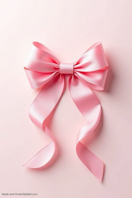 White Pastel Pink Ribbon Poster Template | PosterMyWall