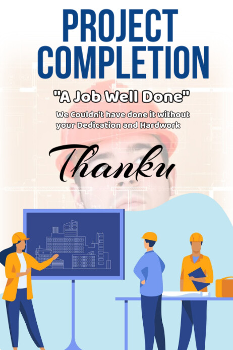 White Pastel Project Completion Greeting Card Poster Template ...