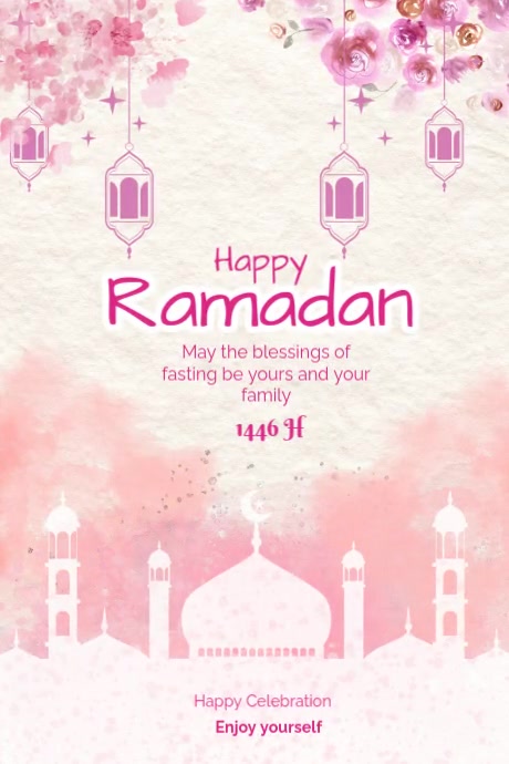 White Pastel Ramadan Kareem Greetings Poster Template | PosterMyWall