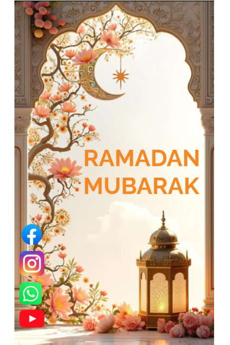White Pastel Ramadan Mubarak Poster Template | PosterMyWall