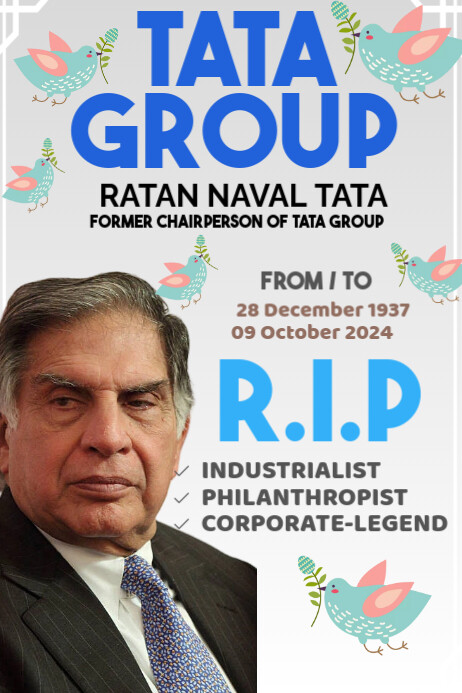 Plantilla de White Pastel Ratan Naval Tata Farewell Poster | PosterMyWall
