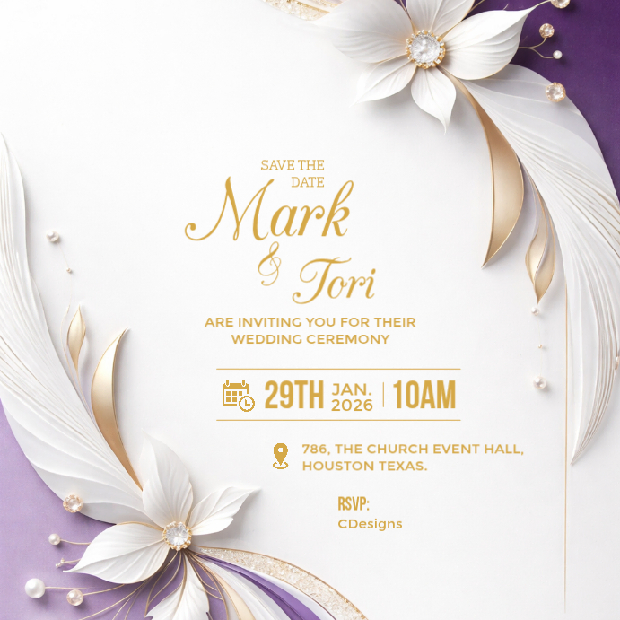 White Pastel Save The Date Wedding Social Media Instagram Post Template ...