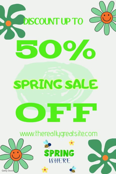 White Pastel Spring 50% Discount Poster Template | PosterMyWall