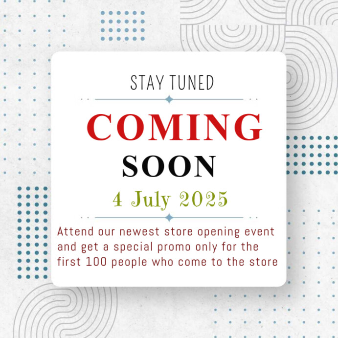 White Pastel Stay Tuned Coming Soon Instagram Post Template | PosterMyWall
