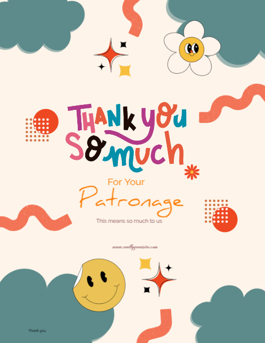 White Pastel Thank You Card/thank You For Your Patronage Flyer (us ...