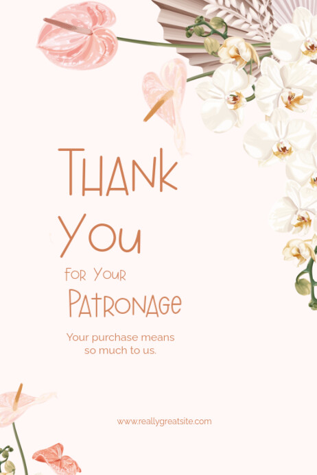 White Pastel Thank You For Your Patronage Poster Template | PosterMyWall