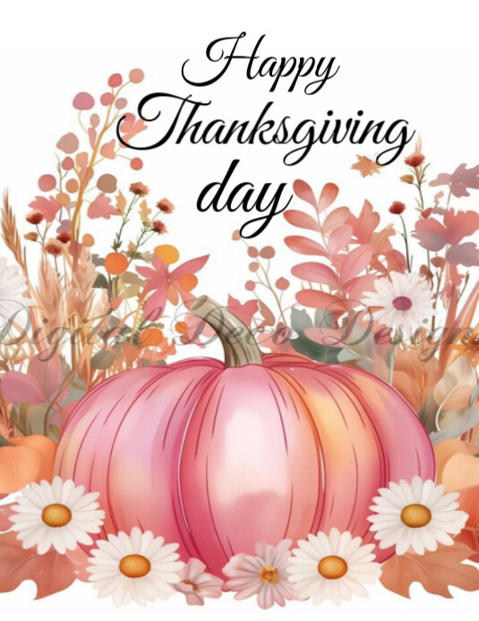 White Pastel Thanksgiving Day Flyer (us Letter) Template | PosterMyWall