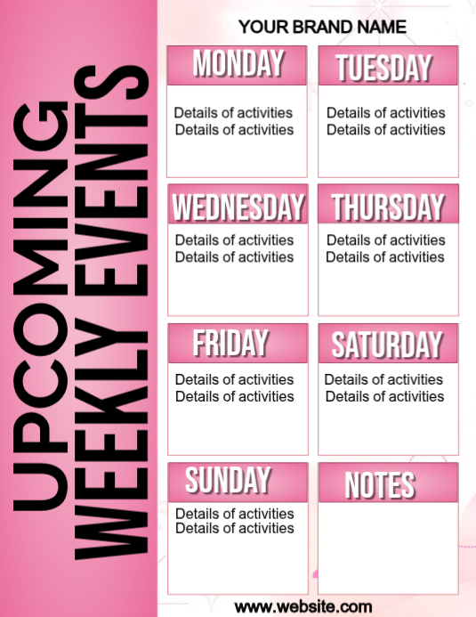 Copy of White Pastel Upcoming Weekly Events Flyer (us Letter ...
