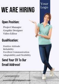 Blue Gradient We Are Hiring Job Opportunities A4 Template | PosterMyWall