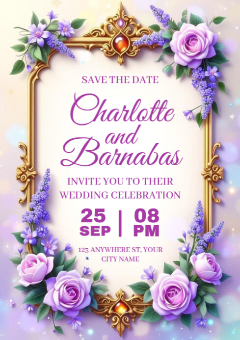 White Pastel Wedding A4 Template | PosterMyWall