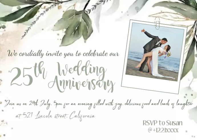 White Pastel Wedding Anniversary Postcard Template | PosterMyWall