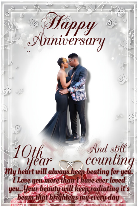 White Pastel Wedding Anniversary Poster Template | PosterMyWall