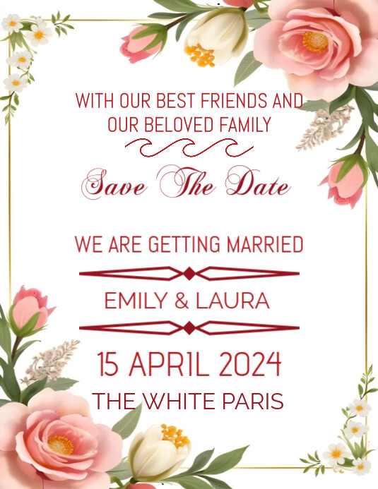 White Pastel Wedding Card Design Template Flyer (us Letter) | PosterMyWall