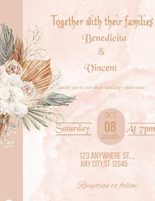 Plantilla de White Pastel Wedding Card Flyer (us Letter) | PosterMyWall