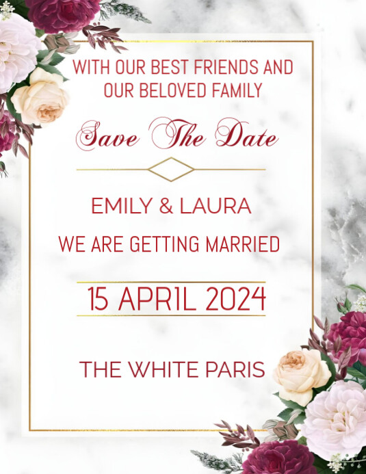 Copy of White Pastel Wedding Card Flyer (us Letter) | PosterMyWall