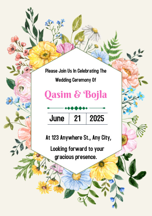 White Pastel Wedding Ceremony Invitation Card Template | PosterMyWall