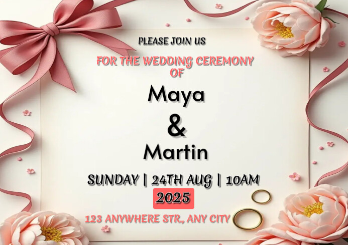 Plantilla de White Pastel Wedding Ceremony Invitation Card From Bride ...