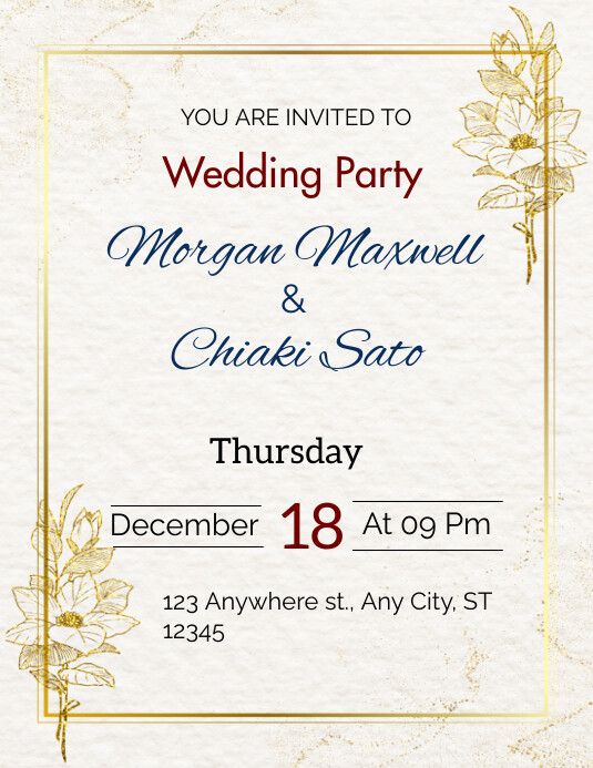 White Pastel Wedding Ceremony Templates Flye | PosterMyWall