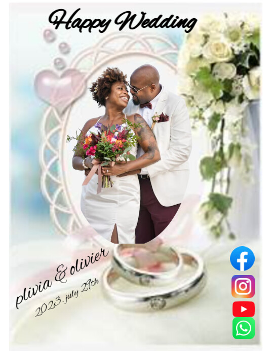 White Pastel Wedding Flyer (us Letter) Template | PosterMyWall