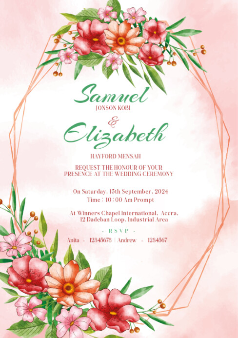 White Pastel Wedding Invitation A5 Template | PosterMyWall