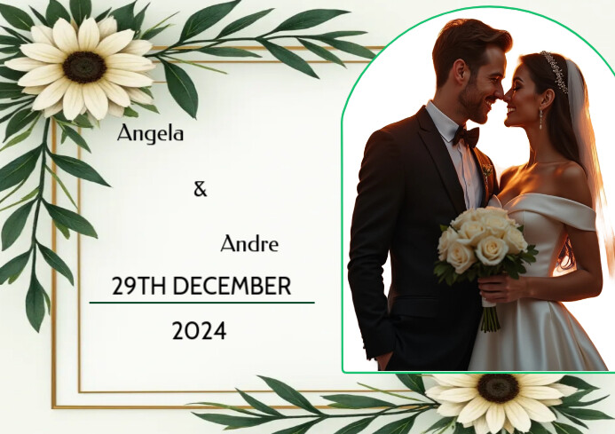 White Pastel Wedding Invitation Announcement Design Template A4 ...