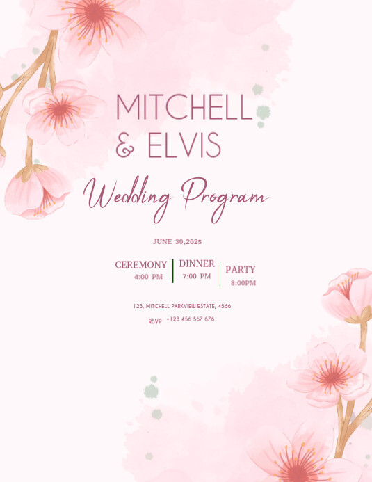 White Pastel Wedding Invitation Background Flyer (us Letter) Template ...