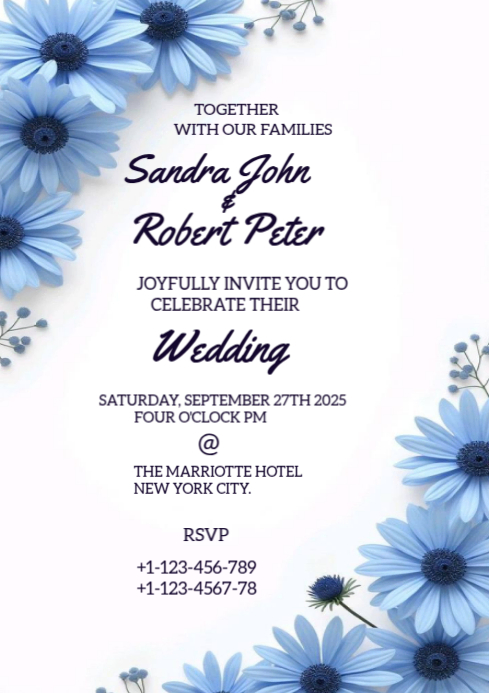 Modèle White Pastel Wedding Invitation Card A4 | PosterMyWall