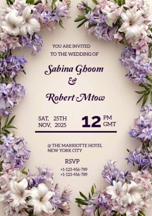 Copy of White Pastel Wedding Invitation Card A4 | PosterMyWall
