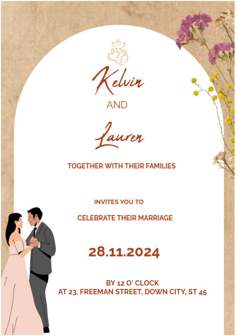 Copy of White Pastel Wedding Invitation Card A5 | PosterMyWall