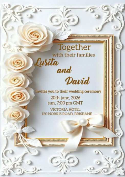 Copy of White Pastel Wedding Invitation Card A6 | PosterMyWall