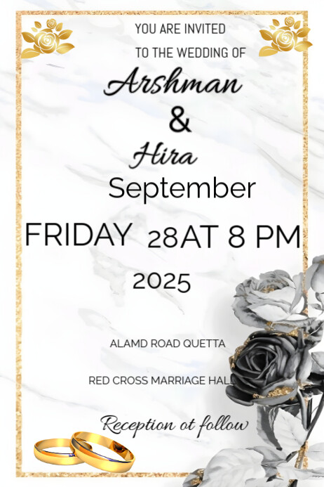 White Pastel Wedding Invitation Card Design Template Poster | PosterMyWall