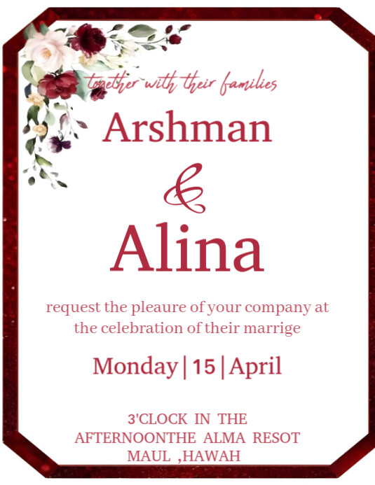 White Pastel Wedding Invitation Card Flyer (us Letter) Template ...