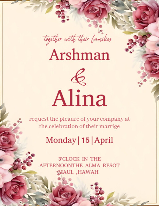 White Pastel Wedding Invitation Card Flyer (us Letter) Template ...