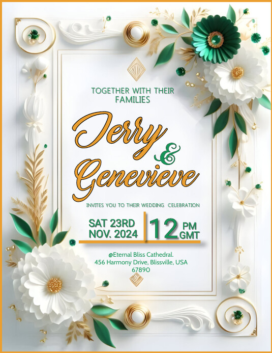 White Pastel Wedding Invitation Card Flyer ( Template | PosterMyWall