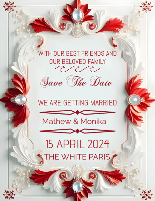 White Pastel Wedding Invitation Card Flyer (us Letter) Template ...
